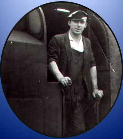 Driver Peter Shackleton seen on board a Bulleid Pacific in about 1958.